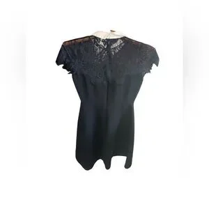 Maison Jules | Dresses | Maison Jules Black Sheer Lace Yoke Dress With ...